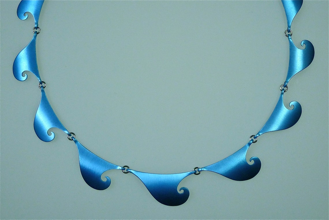 Anodized Titanium and Steel Rings Wave Necklace Invisible | Etsy
