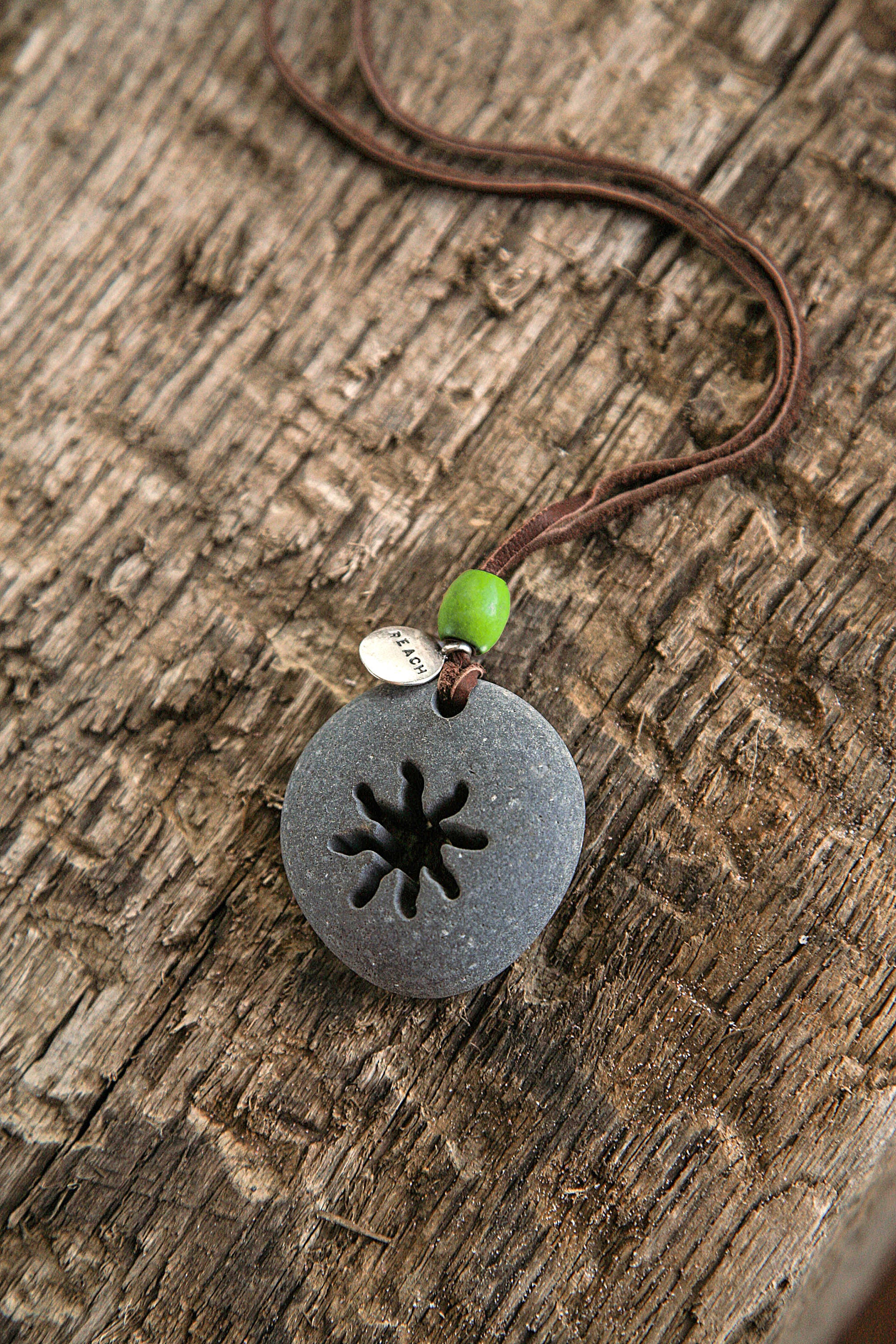 River Rock Necklace // Sun // Beach Pebble Pendant Jewelry // - Etsy