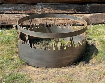 Beach Design Fire Pit Ring, Palm Trees, Sunset, Steel Fire Pit ...