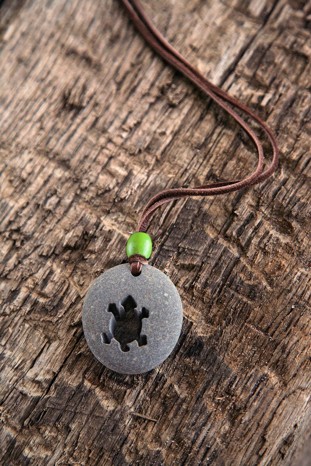 Turtle Necklace // Beach Stone Jewelry // Carved River Rock Necklace ...