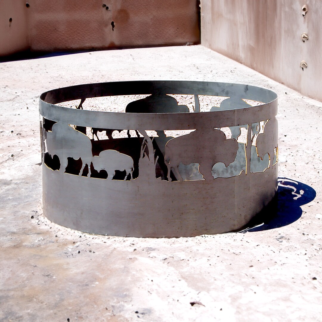 Buffalo Fire Pit Ring, Buffalo Scene, Steel Fire Pit, Campfire Ring ...