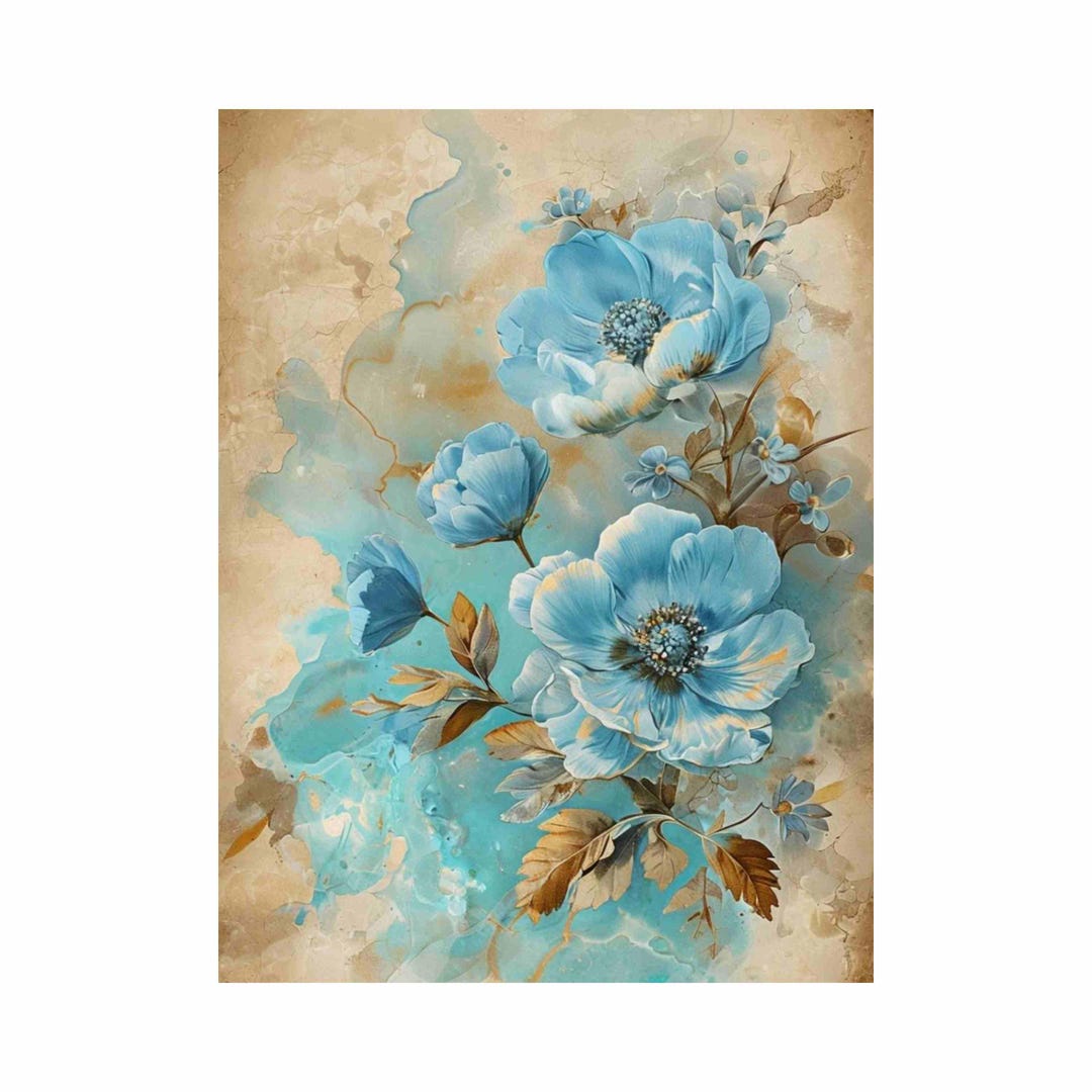 Rice Paper for Decoupage – Big Size Options – Blue Floral – Mulberry ...