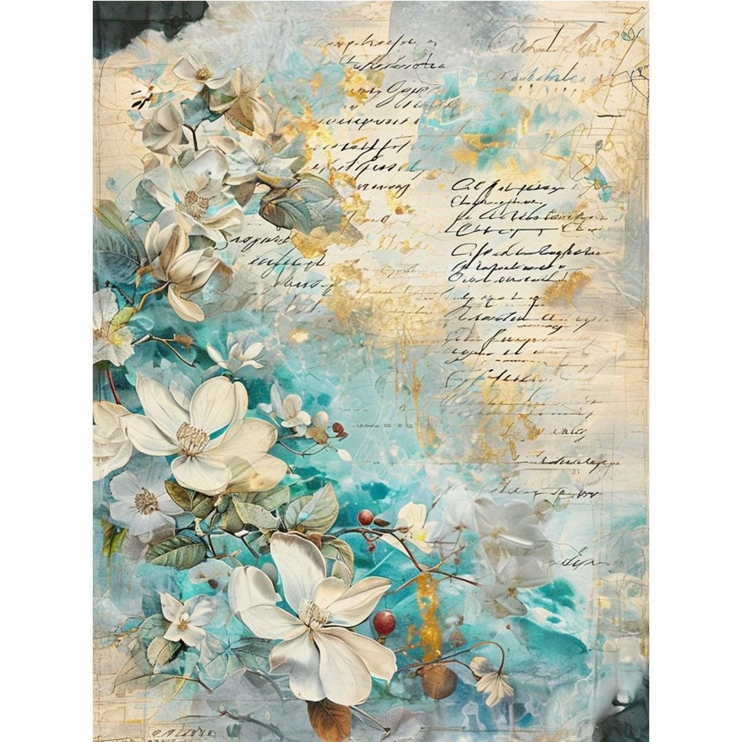 Rice Paper for Decoupage – Big Size Options – Aqua Background, Soft ...
