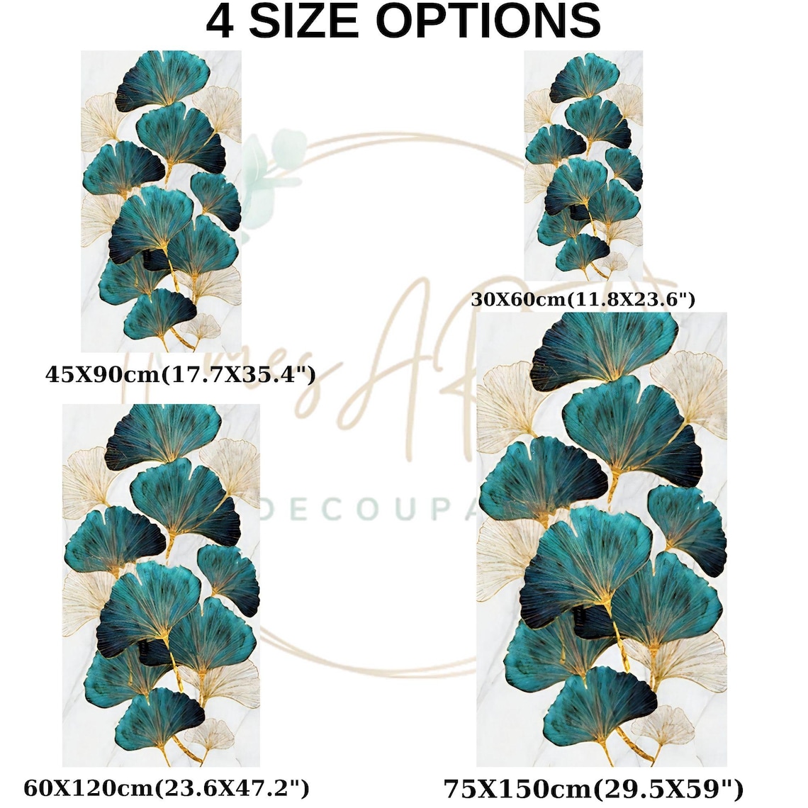 Rice Paper for Decoupage | Big Size Options | Ginkgo Leaves Pattern ...