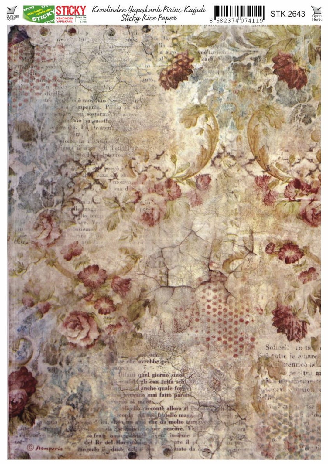 Rice Paper for Decoupage A3 | Sticky Mulberry Paper for Decoupage 16.53 ...