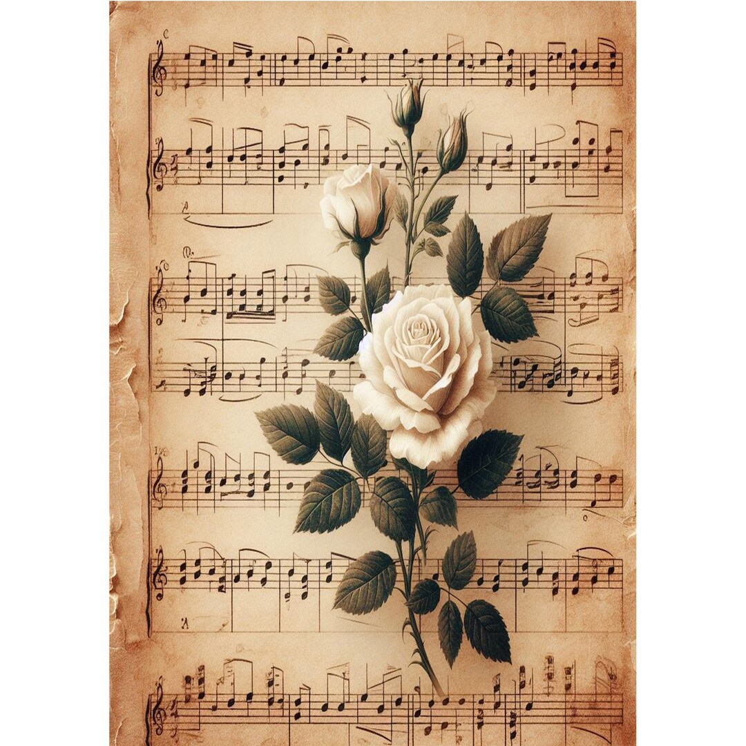 Rice Paper for Decoupage | Large Size Options | Rose & Music Sheet ...