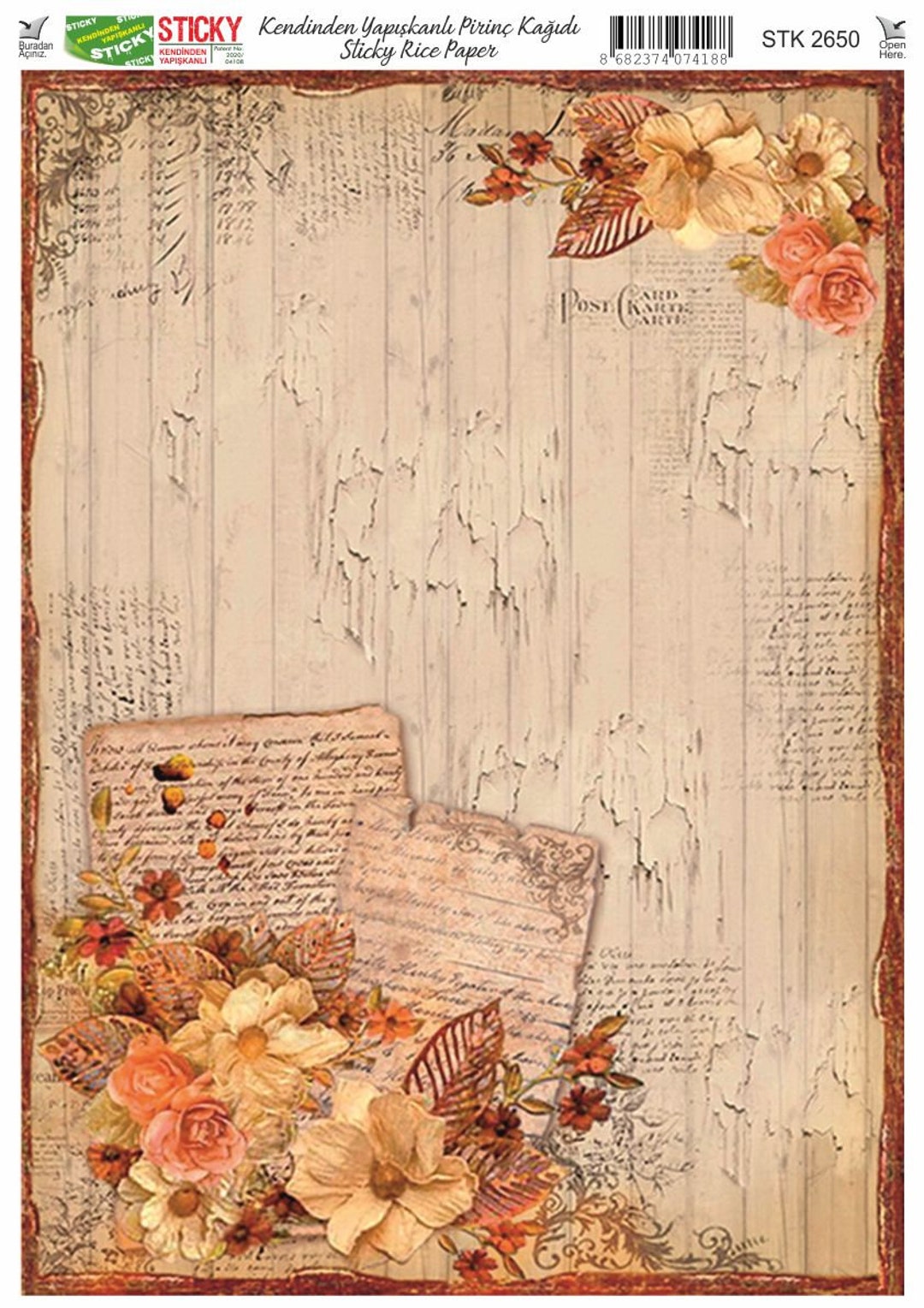 Rice Paper for Decoupage A3 Sticky Mulberry Paper for Decoupage 16.53 ...