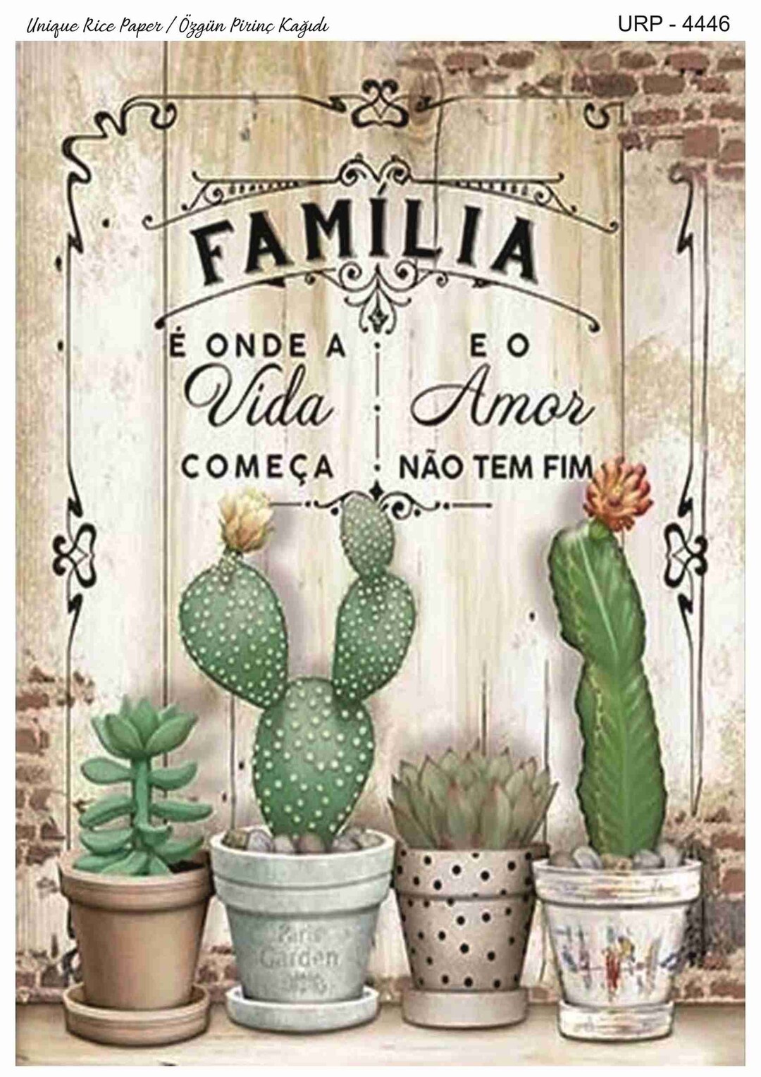 A3 Sticky Rice Paper for Decoupage: Cactus Familia Print (16.53''X11.69 ...