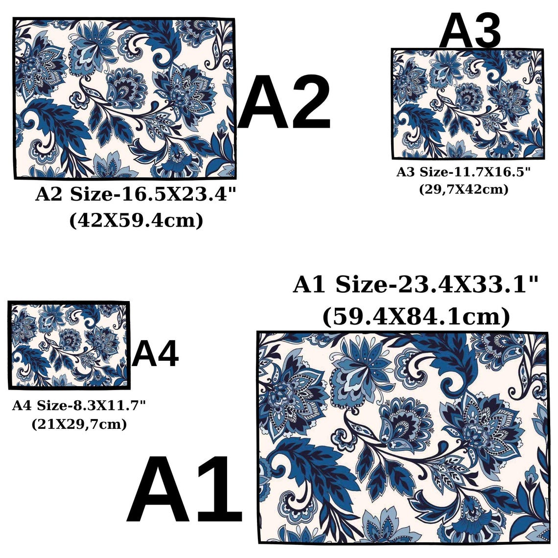 Rice Paper for Decoupage | Big Size Options | Blue White Pattern ...