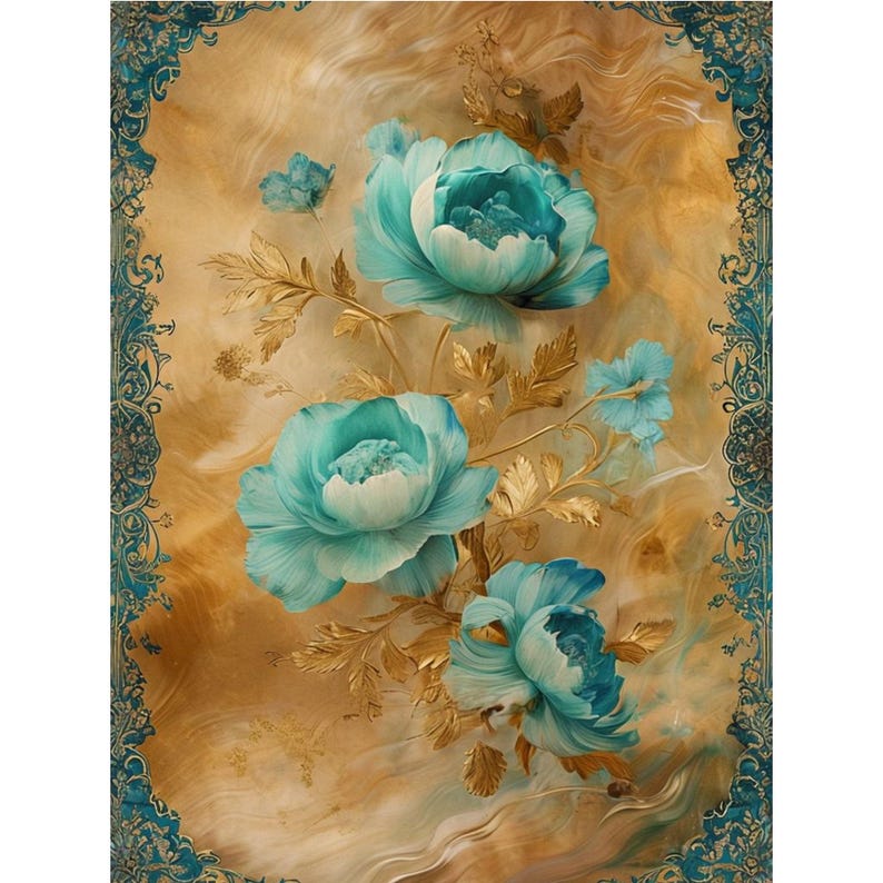 Rice Paper for Decoupage – Big Size Options – Blue Peony Art – Vintage ...