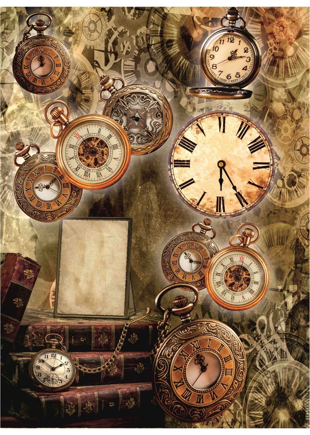 Rice Paper for Decoupage: Timepiece Collage Mulberry Washi - Etsy