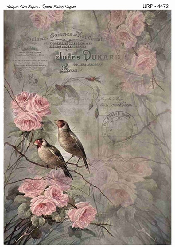 Rice Paper for Furniture Decoupage A3 Size Sticky Mulberry Paper for Decoupage 16.53 X11.69 Floral Pattern for Decoupage PK 2072 Etsy
