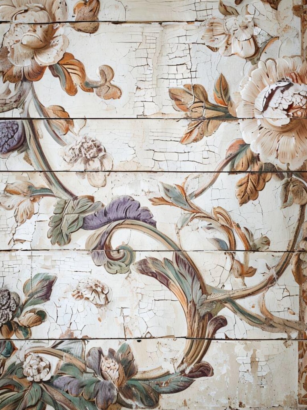 Rustic Floral Rice Decoupage Paper: Shabby Chic Roses on Wood - Etsy