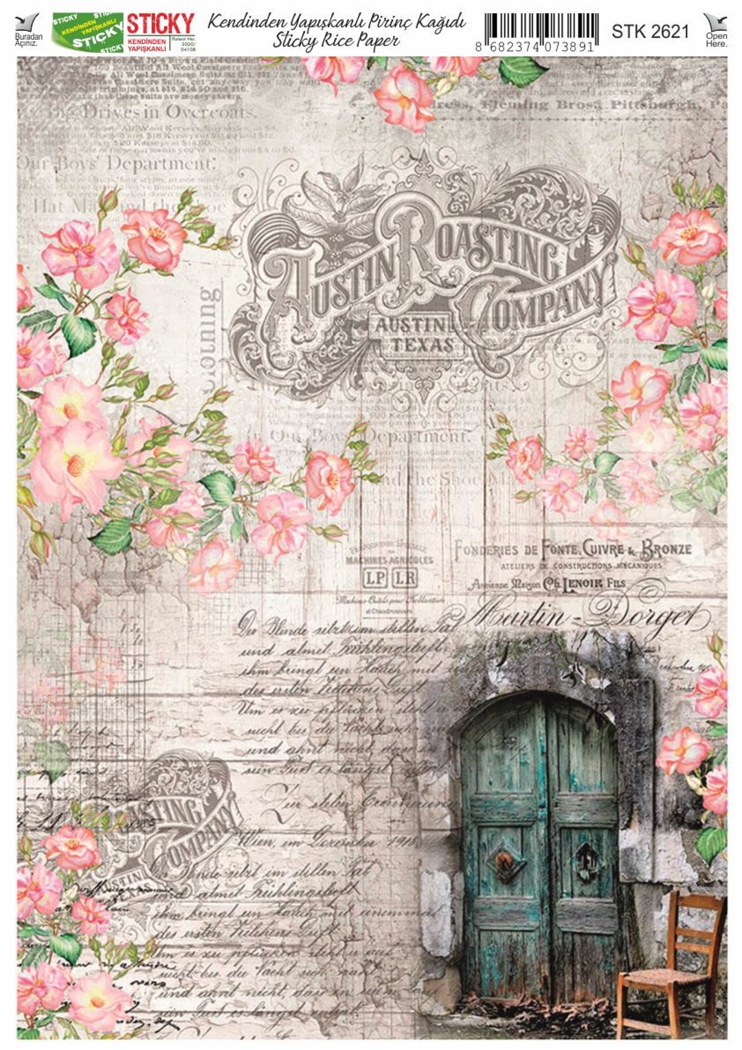 Floral Sticky Rice Paper for Decoupage: A3 Mulberry Paper - Etsy