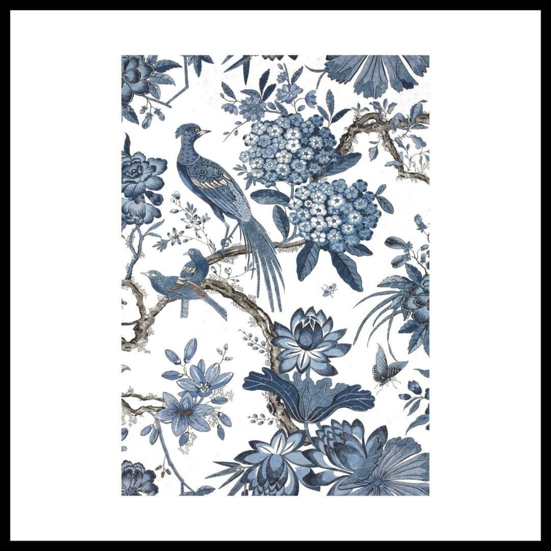 Self-adhesive Interlining Decoupage Transfer | Floral Peacock Fabric ...