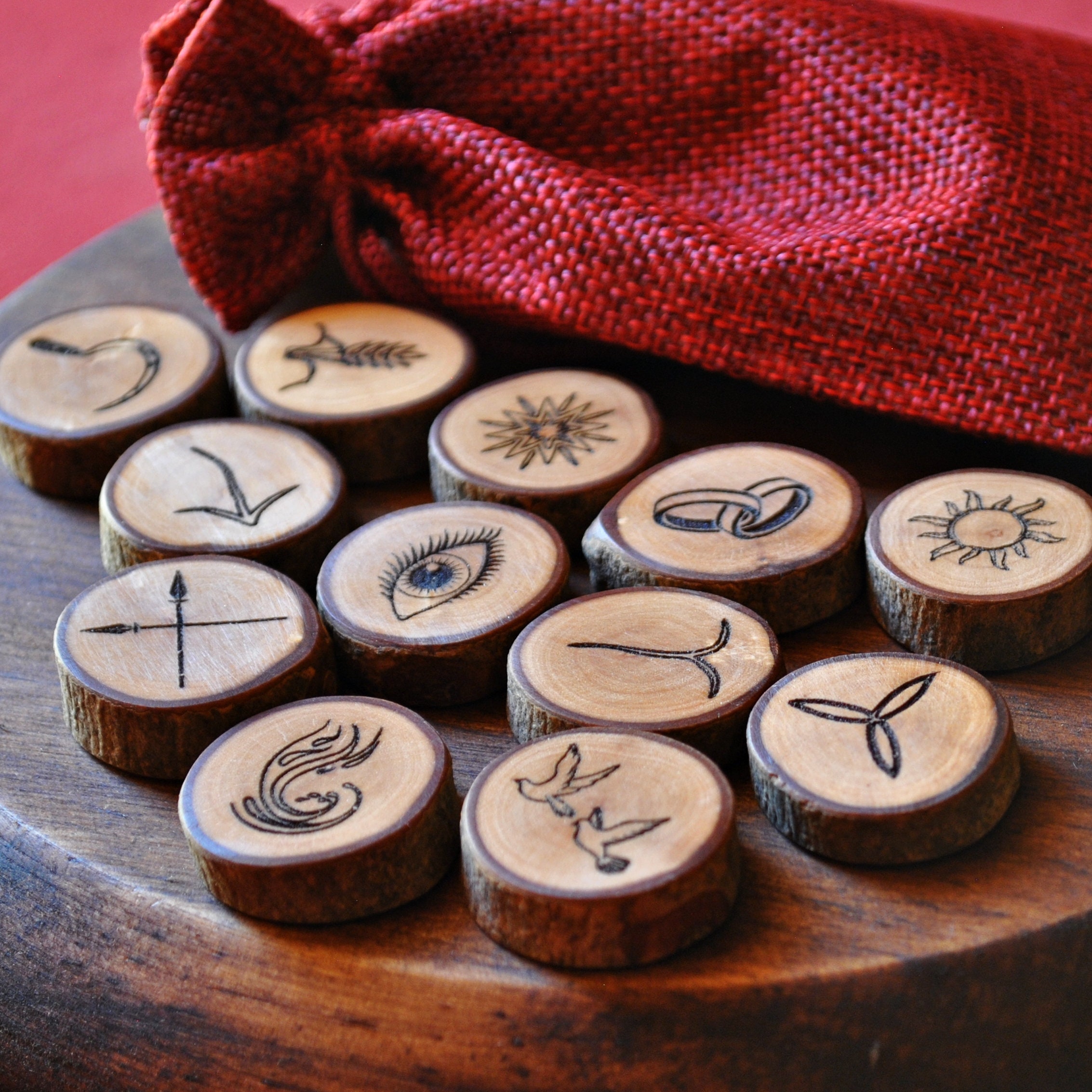Wood Witch's Runes. Divination. 13 Runes. Wicca. Small Travel Runes ...