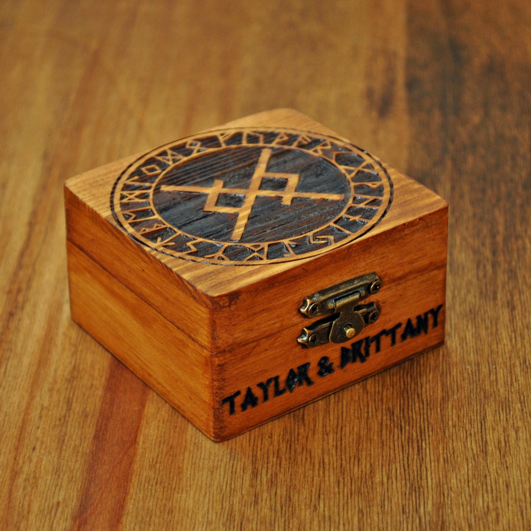 Viking Box, Eternal Love Rune, Wedding Ring Box, Personalized Wooden ...