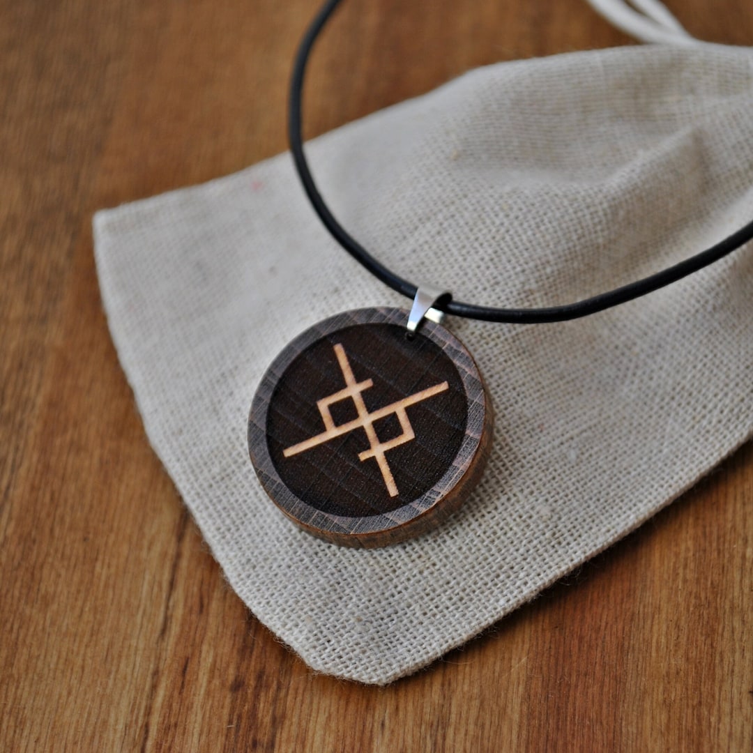 Viking Pendant Rune of Eternal Love, Beech Wood. Rune Necklace. Norse ...