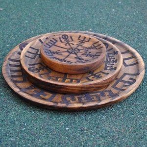 Viking Decoration, Vegvisir, Wooden Plate Engraved, Viking Symbol ...