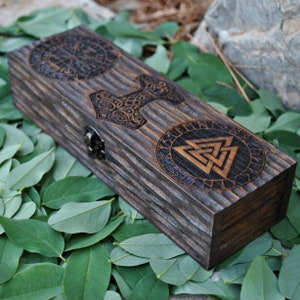 Viking Box Engraved With Mjolnir Valknut and Vegvisir Laser - Etsy