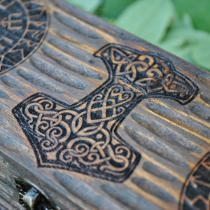 Viking Box Engraved With Mjolnir Valknut and Vegvisir Laser - Etsy