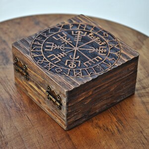 Vegvisir Box Engraved in Pine Wood. Personalized Gift for Viking Fan ...