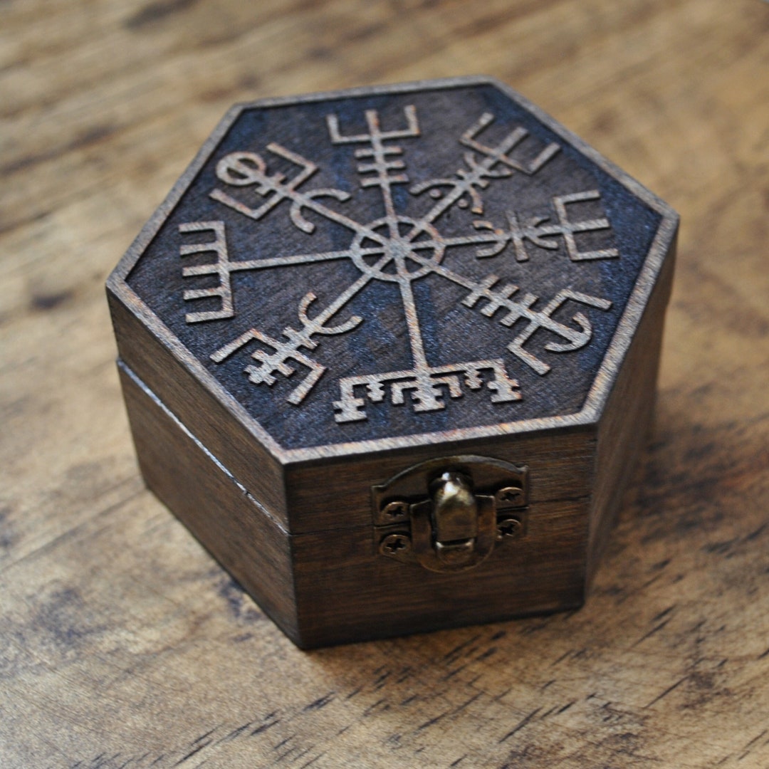 Vegvisir Wooden Hexagonal Viking Box. Viking Fan Gift Small - Etsy