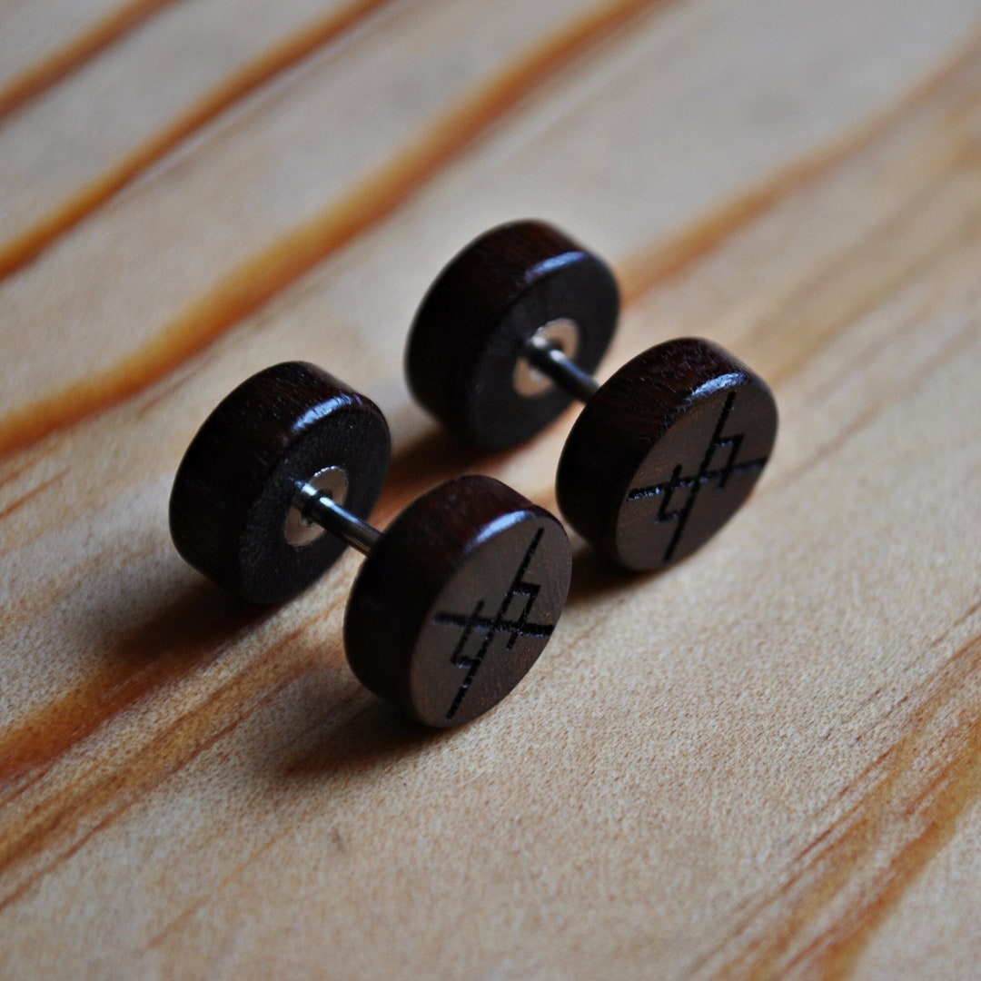 Eternal Love Rune Viking Earrings Made of Dark Brown Wood and ...