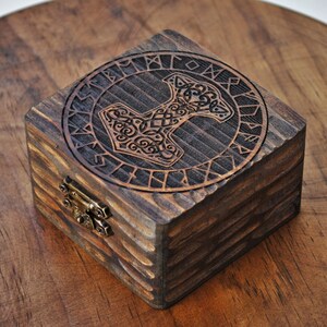 Mjolnir and Runes. Box Engraved With Thor's Hammer. Personalized Gift ...
