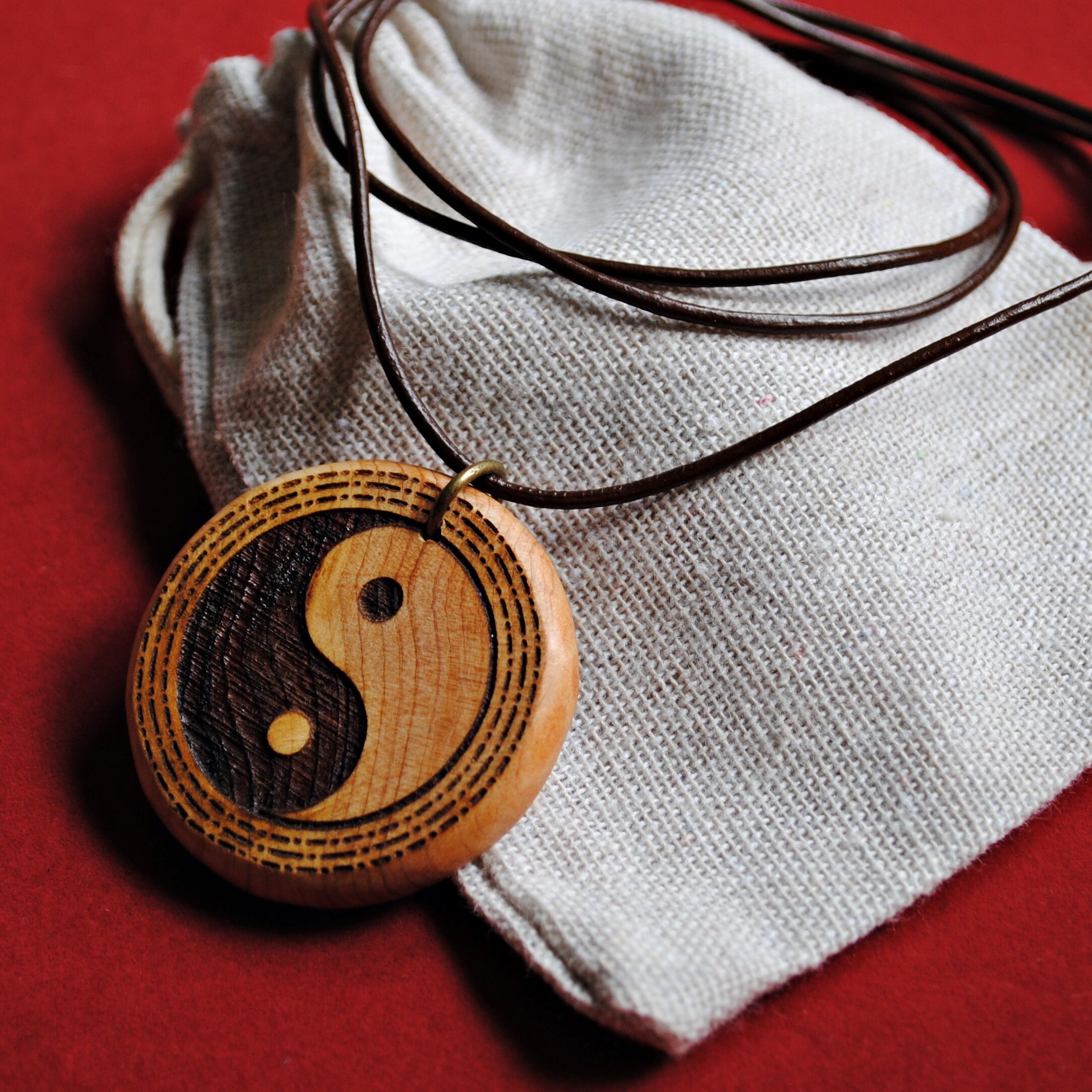Yin Yang pendant in reed wood. Protective amulet. Lucky | Etsy
