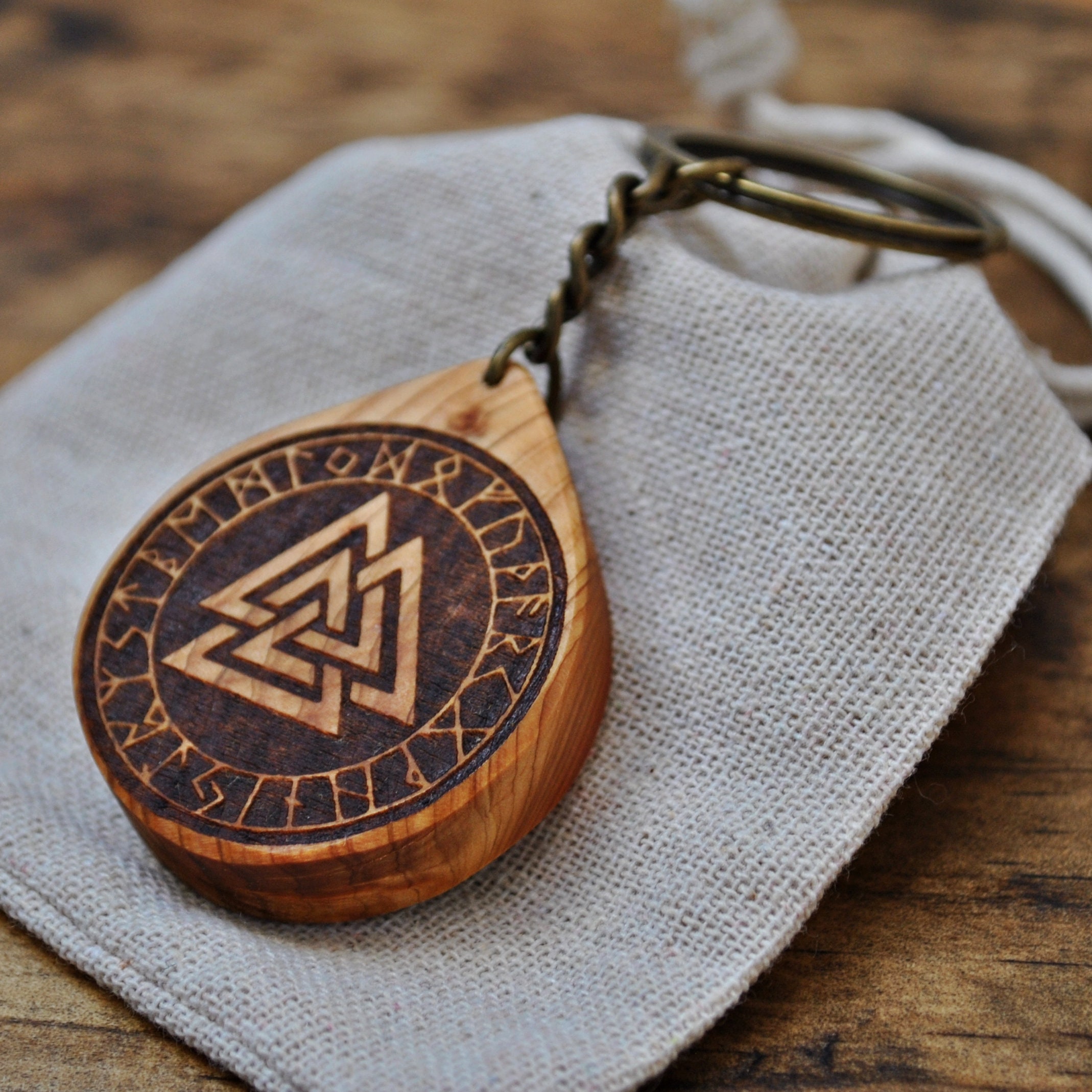 Keychain Valknut, Personalized Viking Gift. Norse Talisman of ...