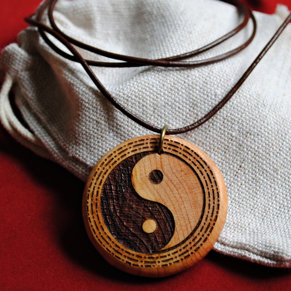 Yin Yang pendant in reed wood. Protective amulet. Lucky | Etsy