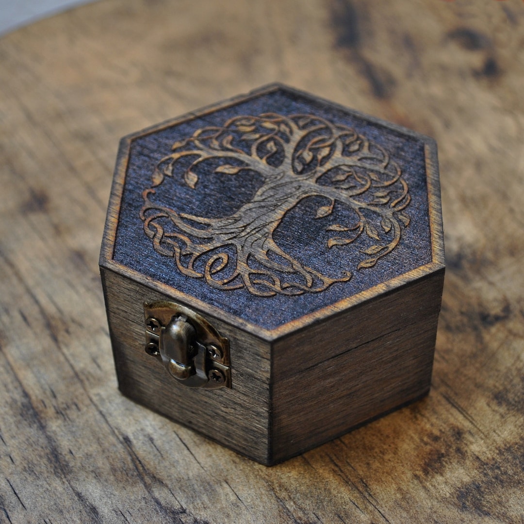 Tree of Life Small Hexagonal Wooden Box. Rune Box Celtic - Etsy