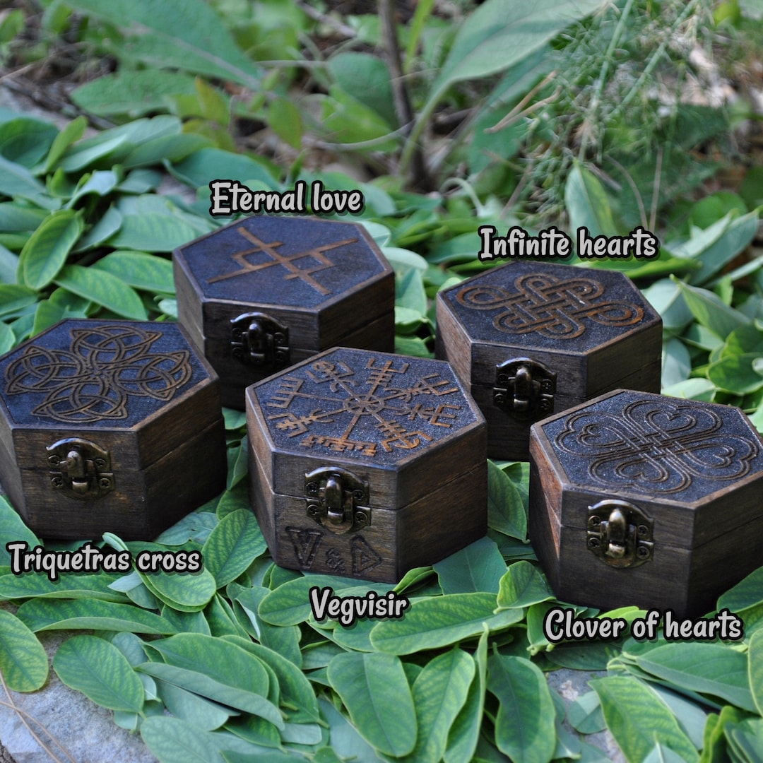 Celtic and Viking Boxes. Personalized Gift With Initials. Hexagonal ...