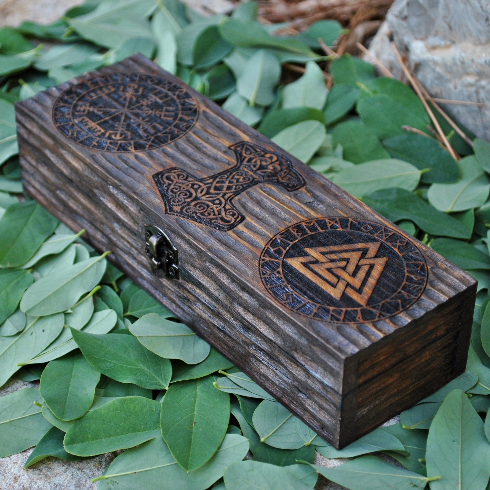 Viking Box Engraved With Mjolnir Valknut and Vegvisir Laser - Etsy