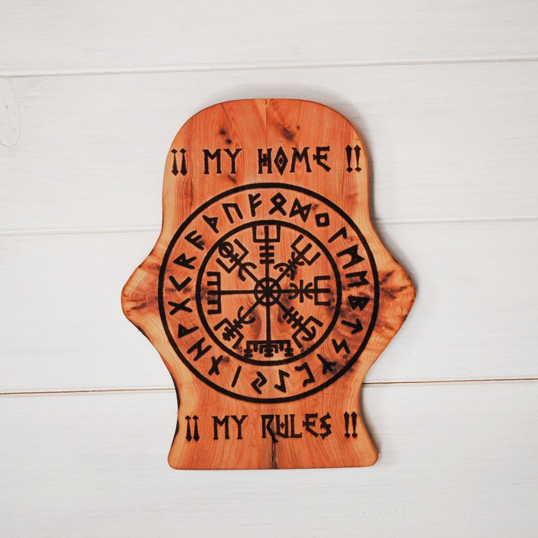 Vegvisir Wall Decoration With Runes. Viking Home Decoration. Original ...