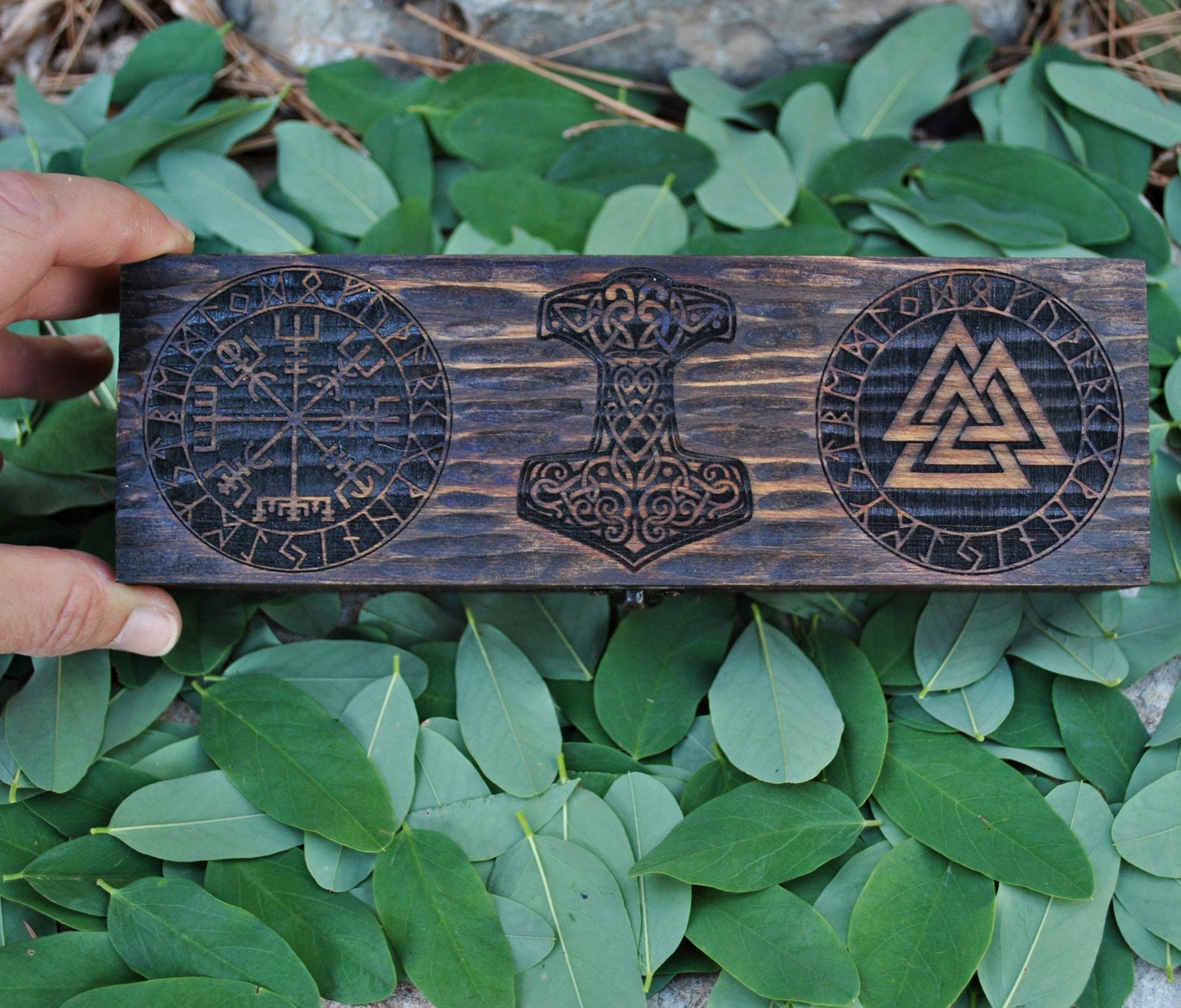 Viking Box Engraved With Mjolnir Valknut and Vegvisir Laser - Etsy