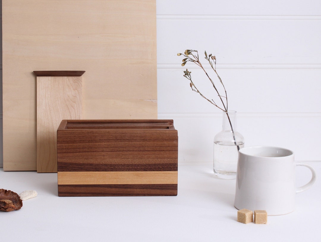Wooden Box With Sliding Lid / Walnut & Maple Wood / Handcrafted - Etsy