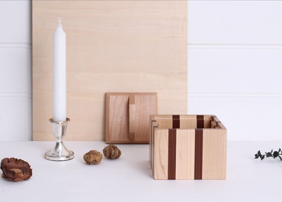 Maple Wooden Box With Lid / Maple and Torrefied Poplar Wood - Etsy