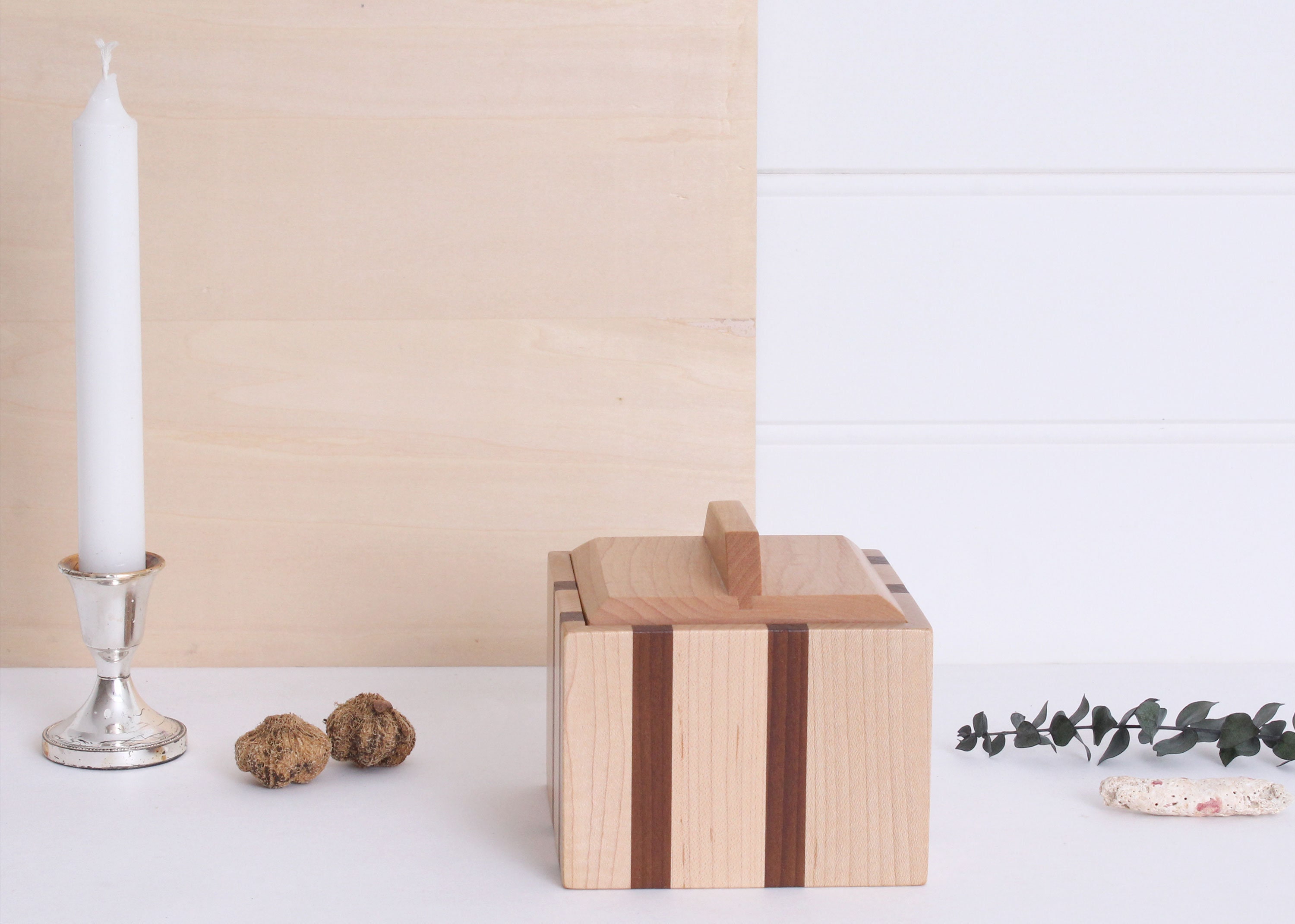 Maple Wooden Box With Lid / Maple and Torrefied Poplar Wood - Etsy