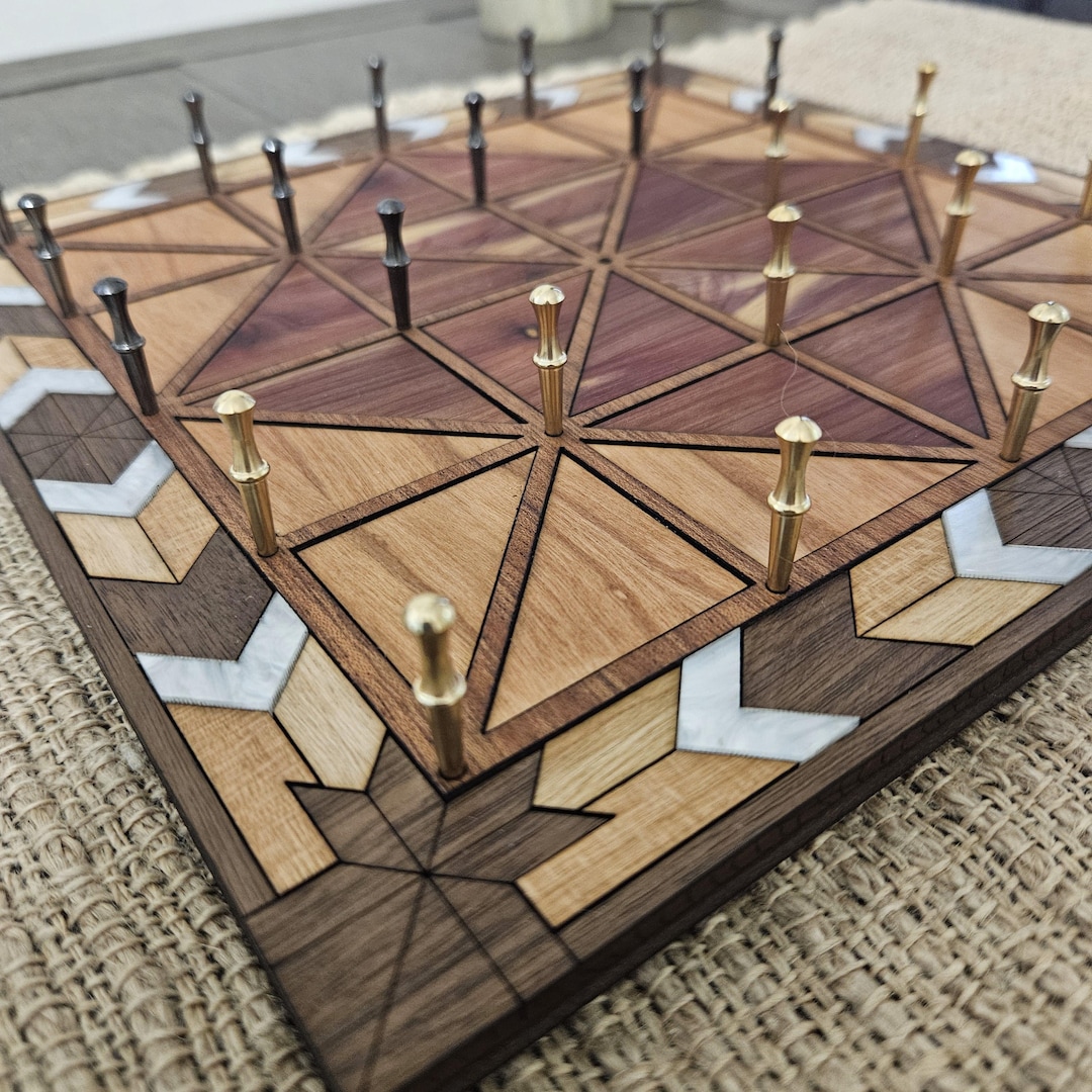 Wooden Alquerque Board Game, Qirkat Game, Family Game Night Game ...