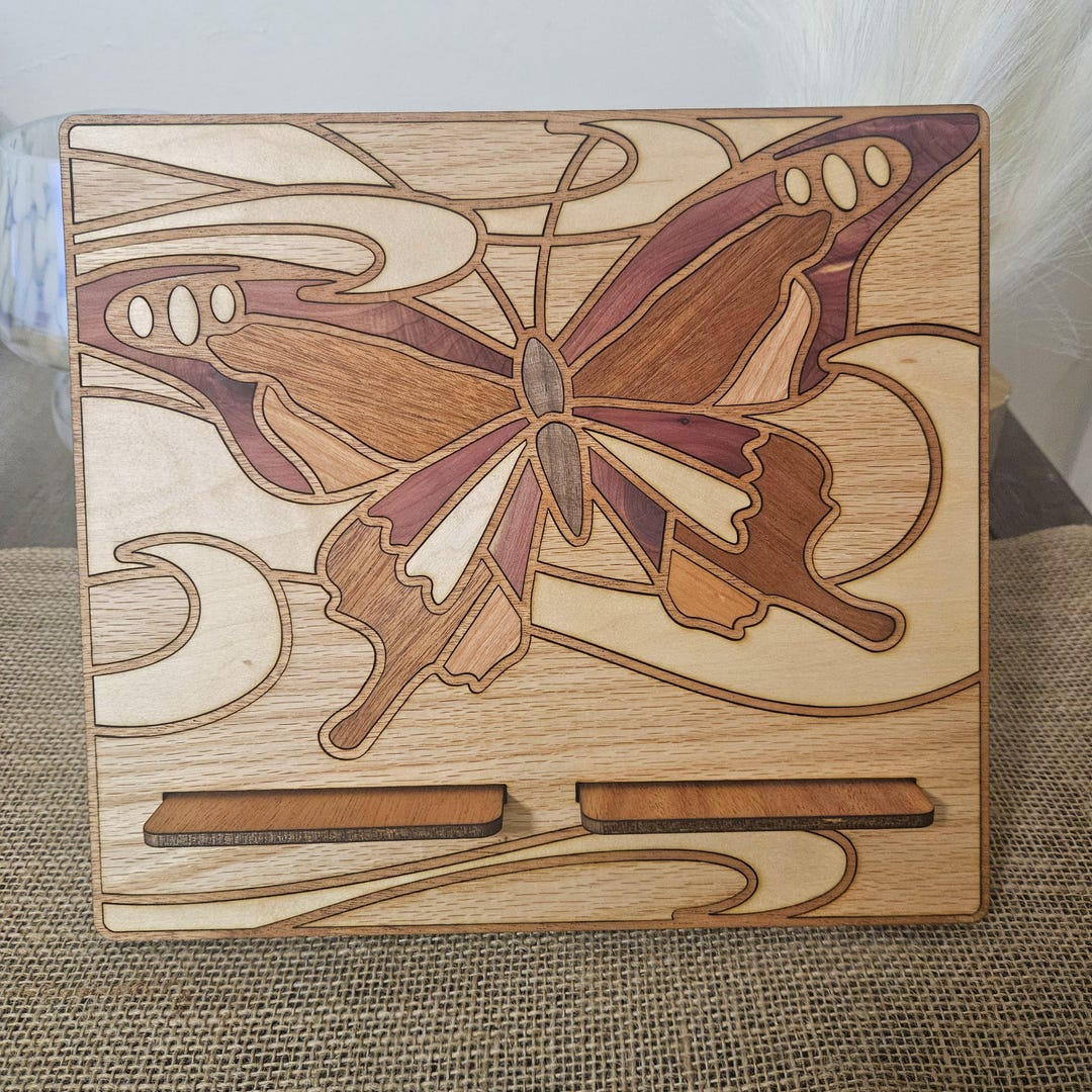 Wooden Butterfly Tablet Stand, Butterfly Cookbook Holder, Butterfly ...