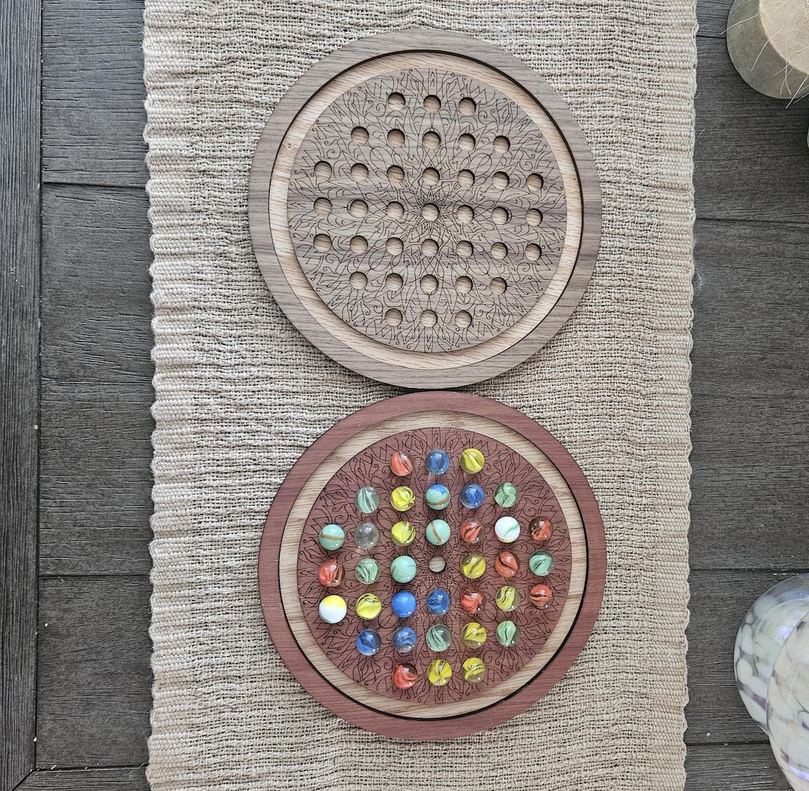 Venetian Marble Solitaire Wooden Strategy Board Game Made With Cedar ...