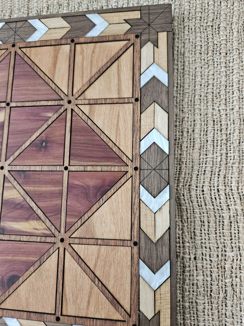 Wooden Alquerque Board Game, Qirkat Game, Family Game Night Game ...