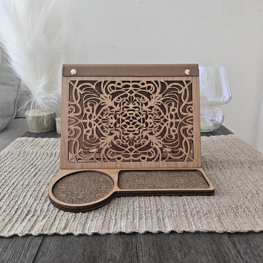 Cherry Wooden Book Valet Tray, Wood Nightstand Book Page Holder, Gift ...