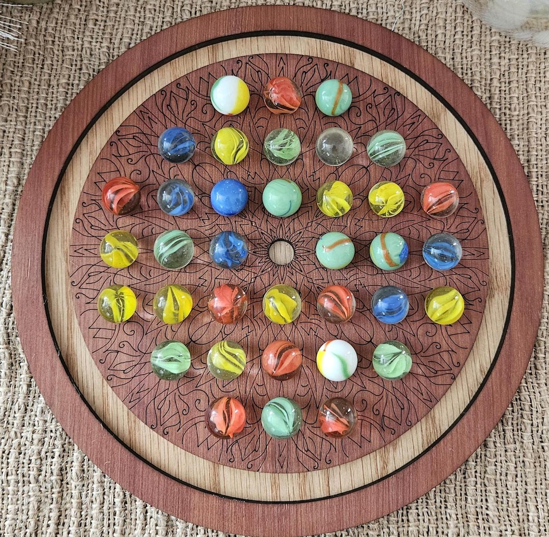 Venetian Marble Solitaire Wooden Strategy Board Game Made With Cedar ...