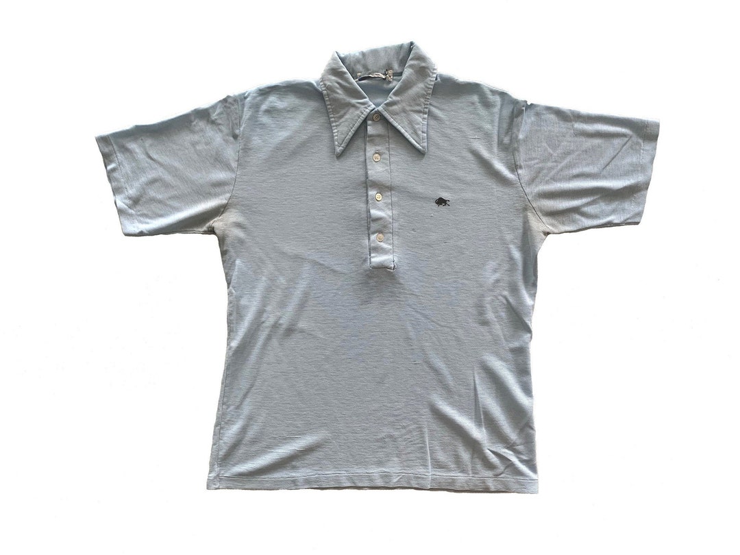 70s Distressed Tattered Polo Baby Blue - Etsy