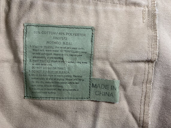 90s Beige US Army Solid BDU Cargo Pants Adjustable Wa… - Gem