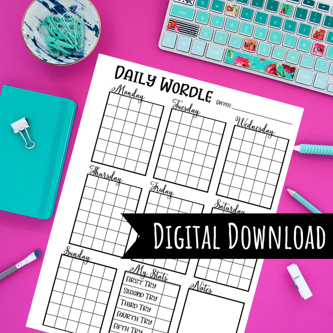 Wordle Tracker Wordle Game Sheet Classic Happy Planner - Etsy