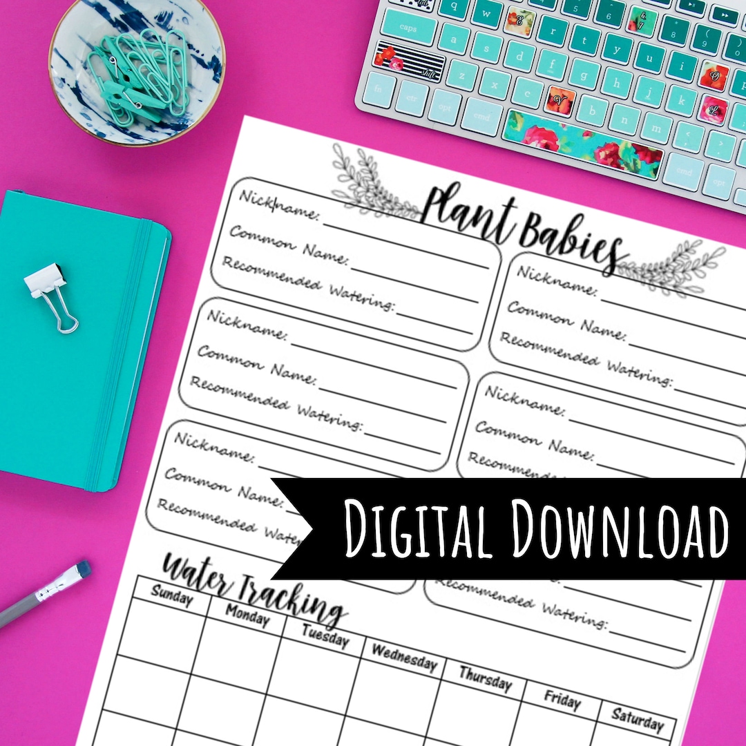 Printable Plant Tracker, House Plant Watering, Plant Records, Classic ...